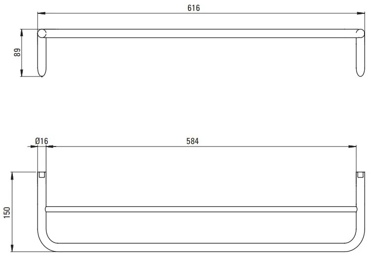 Deante Silia příslušenství, nástěnný dvojitý držák na ručníky 615mm, zlatá matná, DEA-ADI_R631