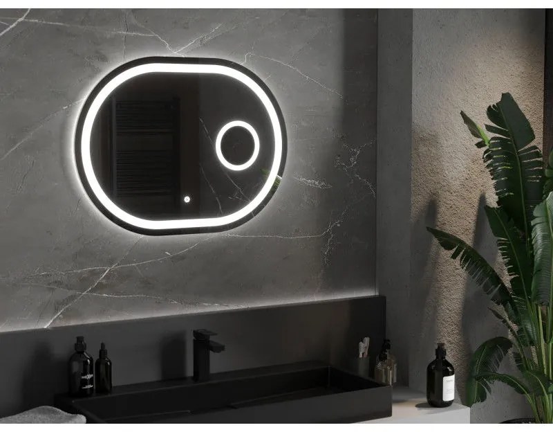 Mexen Umba, LED koupelnové zrcadlo s podsvícením a kosmetickým zrcadlem 80 x 60 cm, 6000K, ochrana proti zamlžování, 9822-080-060-611-00