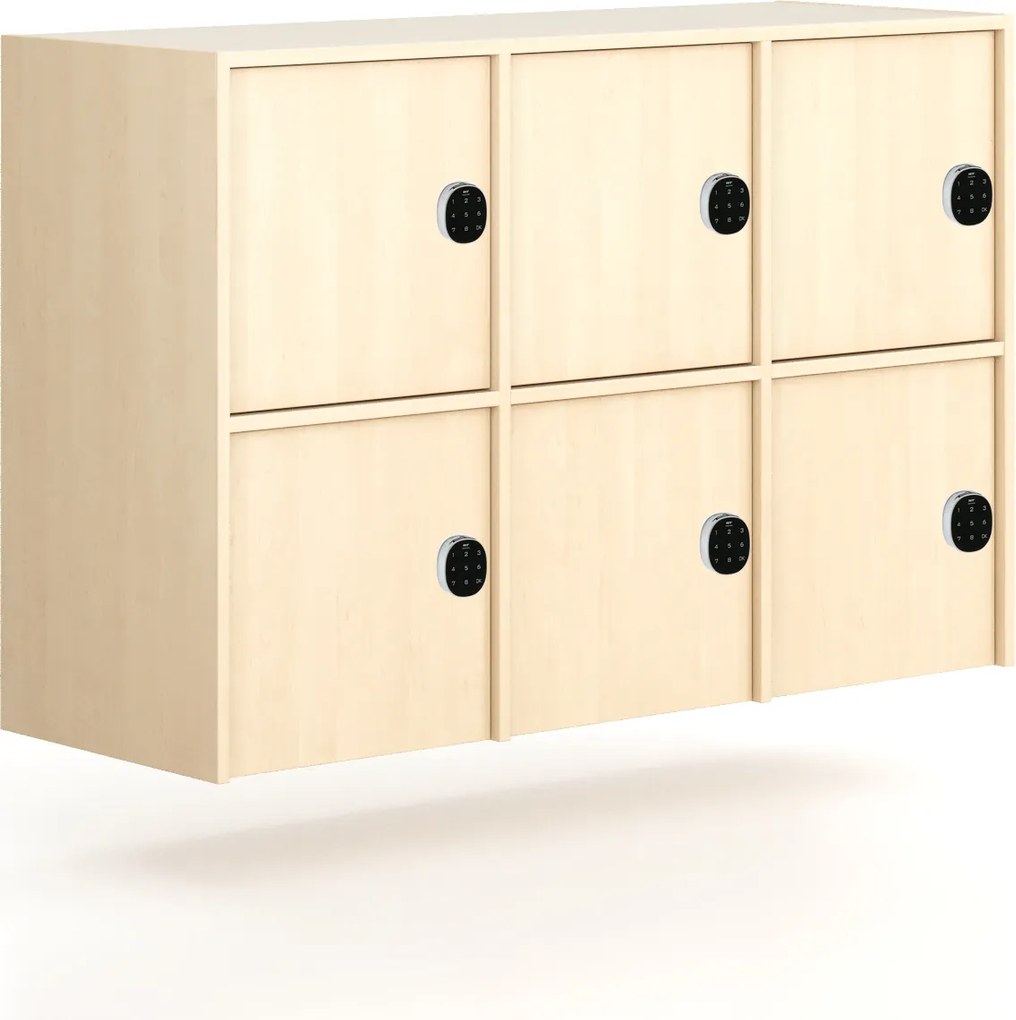 Nástavba pro skříně FRAME, 6x dveře, 1299 x 450 x 854 mm, kódový zámek, bříza