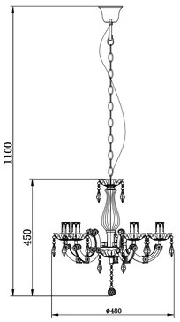Černý svíčkový lustr MAGNOLIA v retro stylu