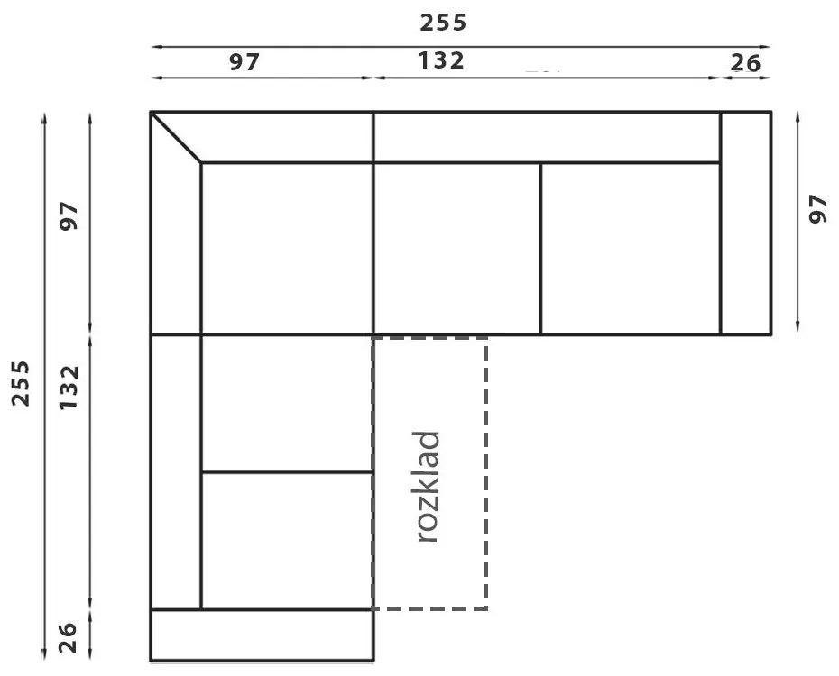 Sedací souprava VENTO L | 255x255 P | VÝBĚR TKANIN | rozkládací + bez úložného prostoru