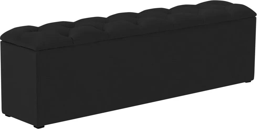 Černý otoman k posteli s úložným prostorem Kooko Home Manna, 47 x 140 cm