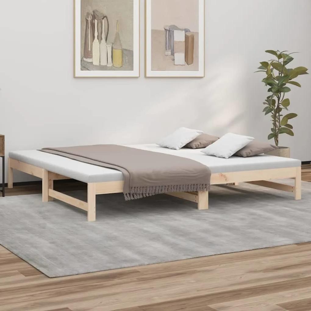 vidaXL Výsuvná postel 2x (100 x 200) cm masivní borovice [823403] Barva: Bílá