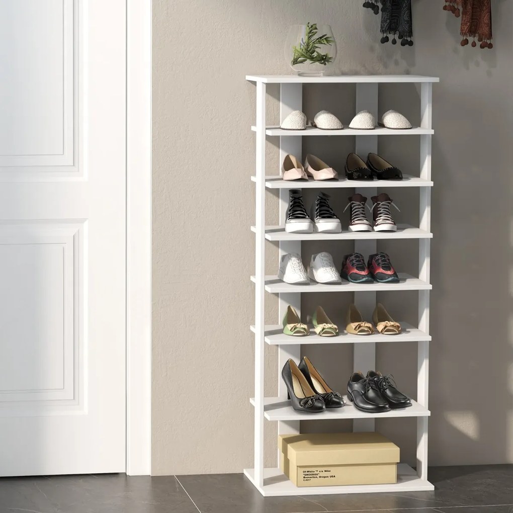 Costway Botník 7patrový botník v retro stylu – 45 × 25 × 110,5 cm, bílý