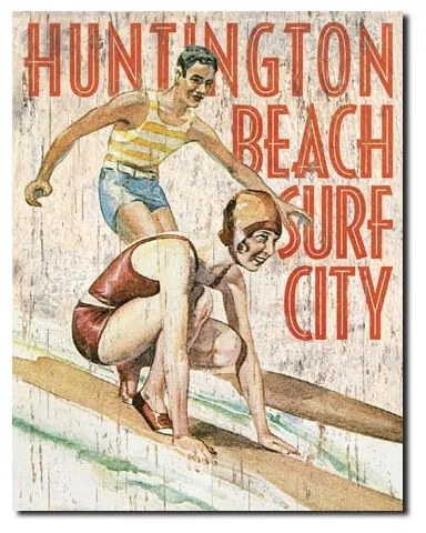 Plechová cedule Huntington Beach Surf Club 40 cm x 32 cm