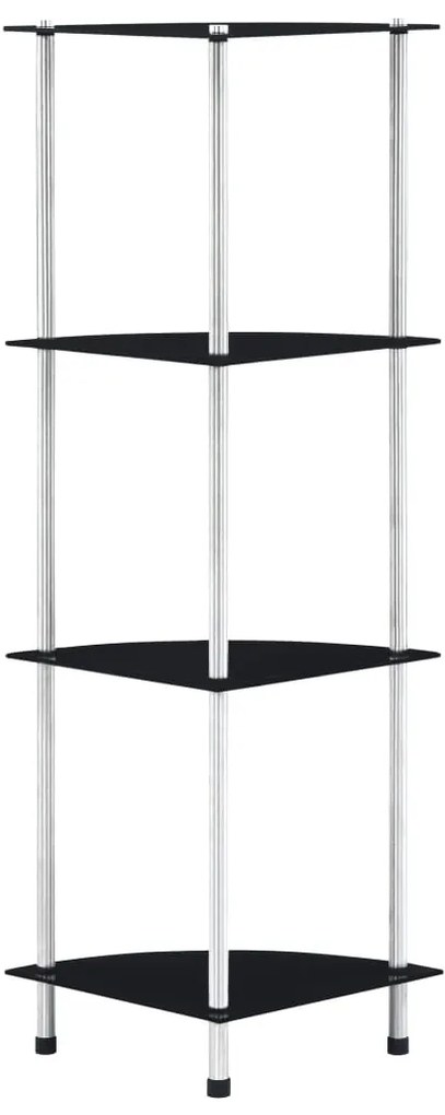4patrová police černá 30 × 30 × 100 cm tvrzené sklo 249520