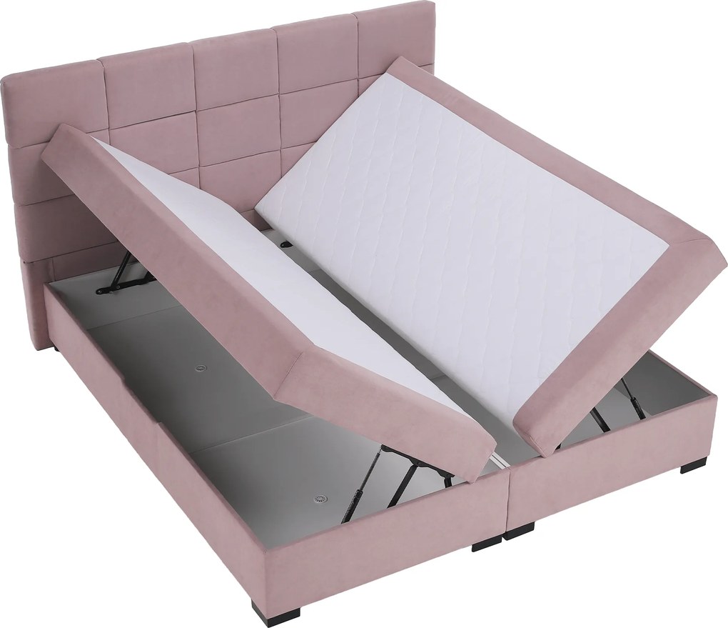 Boxspringová pocketová postel, 200x200, růžová, APRIL