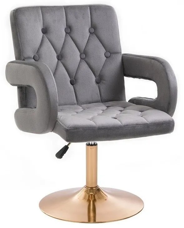 LuxuryForm DESIGN Otočná židle BOSTON VELUR na zlatém talíři - šedá