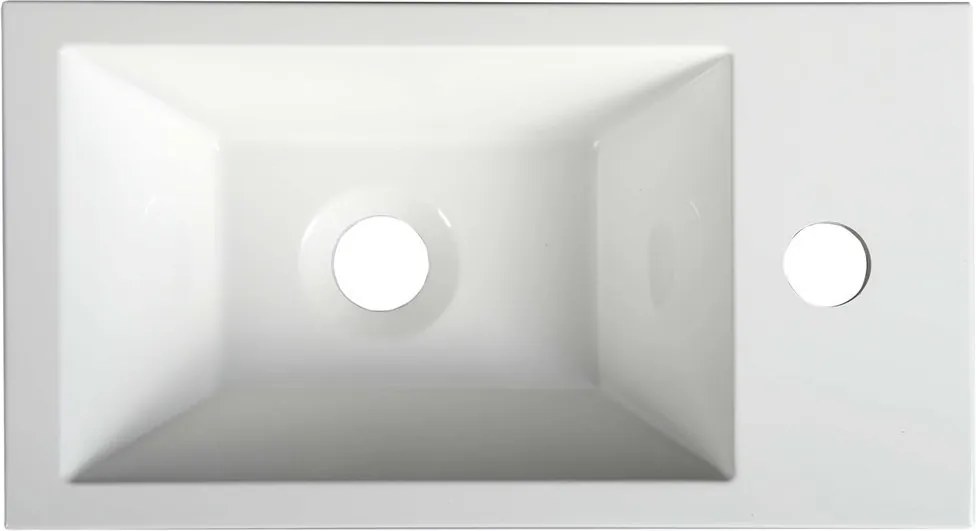 Sapho Sapho, AMAROK litý mramor umyvadlo 40x11x22cm, bílé, baterie vpravo, AR500