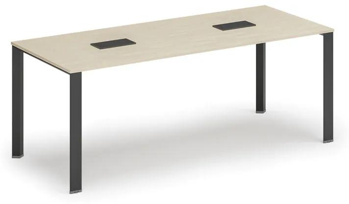 Stůl INFINITY 2000 x 900 x 750, grafit + 2x stolní zásuvka TYP I, černá