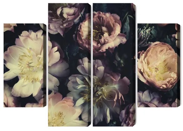 Vícedílný obraz Kytice Barevných Květin Ve Vintage Stylu Nedostatek Nedostatek Přírodní plátno 160x120