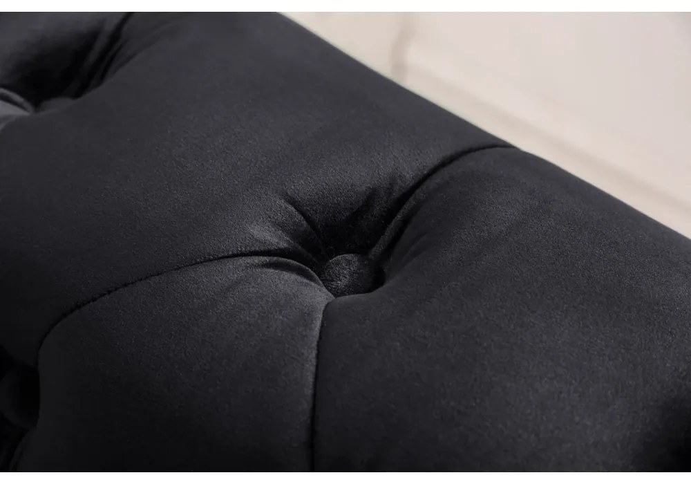 Massive home | 3místná pohovka CHESTERFIELD 205cm, sametová černá