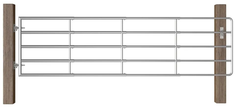 Brána na pastvinu ocelová 5 tyčí (115–300) x 90 cm stříbrná