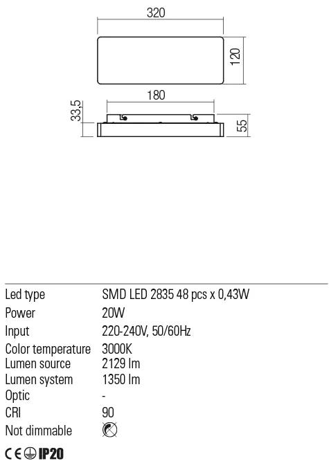Redo Nástěnné LED svítidlo Tablet, d: 32cm Barva: Černá