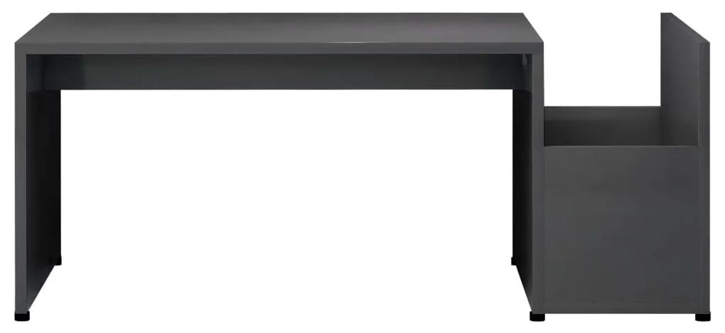 Konferenční stolek šedý s vysokým leskem 90x45x35cm dřevotříska - Default Title