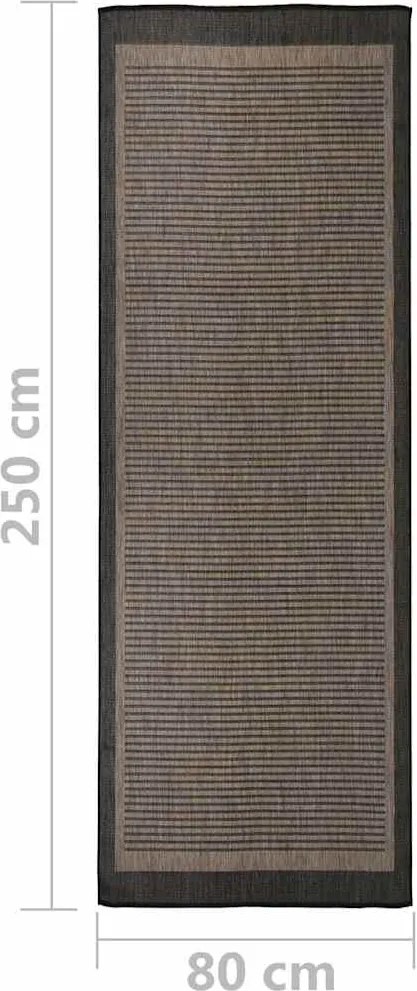 Venkovní hladce tkaný koberec 80x250 cm tmavě hnědá 340842