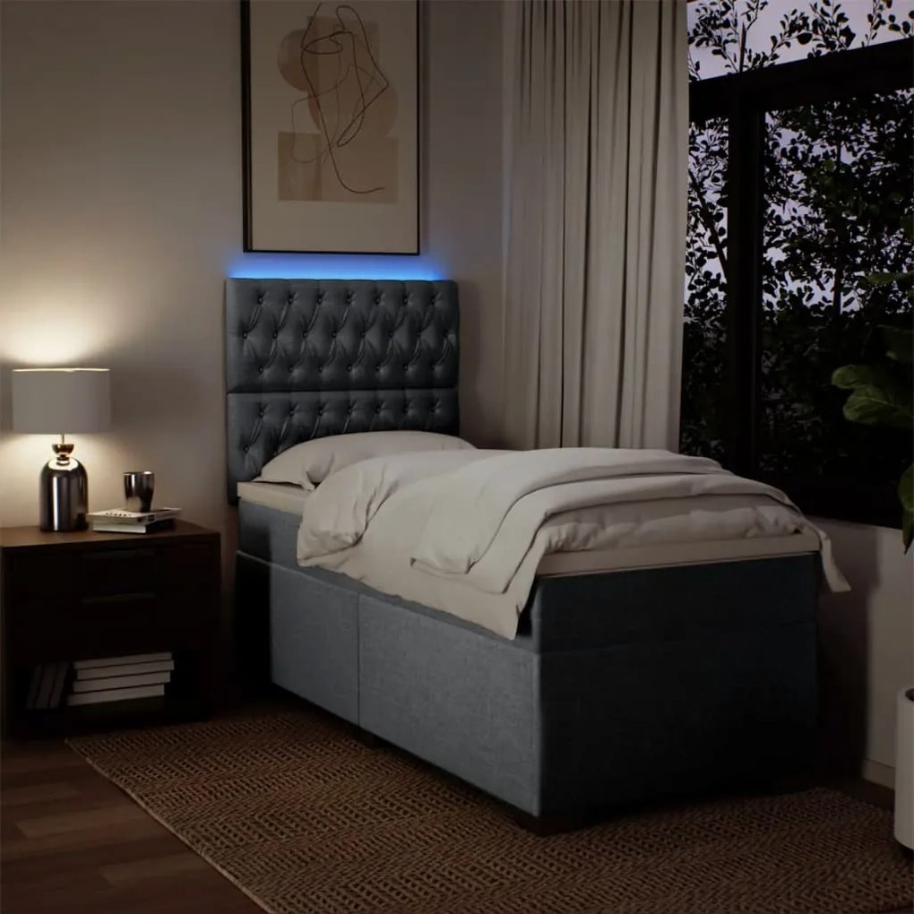 Box spring postel s matrací světle šedý 100 x 200 cm textil 3292706
