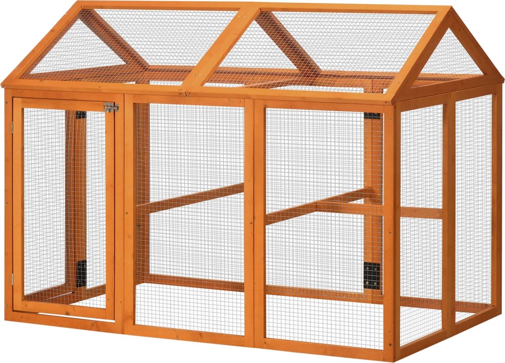 Kurník PawHut pro venkovní použití 140x88,5x106 cm pro 1-3 slepice s 3 hnízdy, dřevěný rám a 2 zámkové dveře pro zahradu, přírodní dřevo