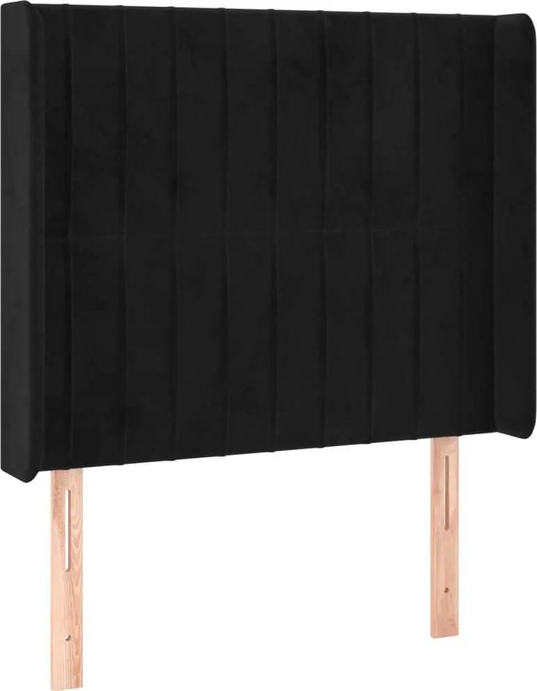 vidaXL Box spring postel s matrací a LED 100x200 cm samet [3139669] Barva: Tmavě zelená