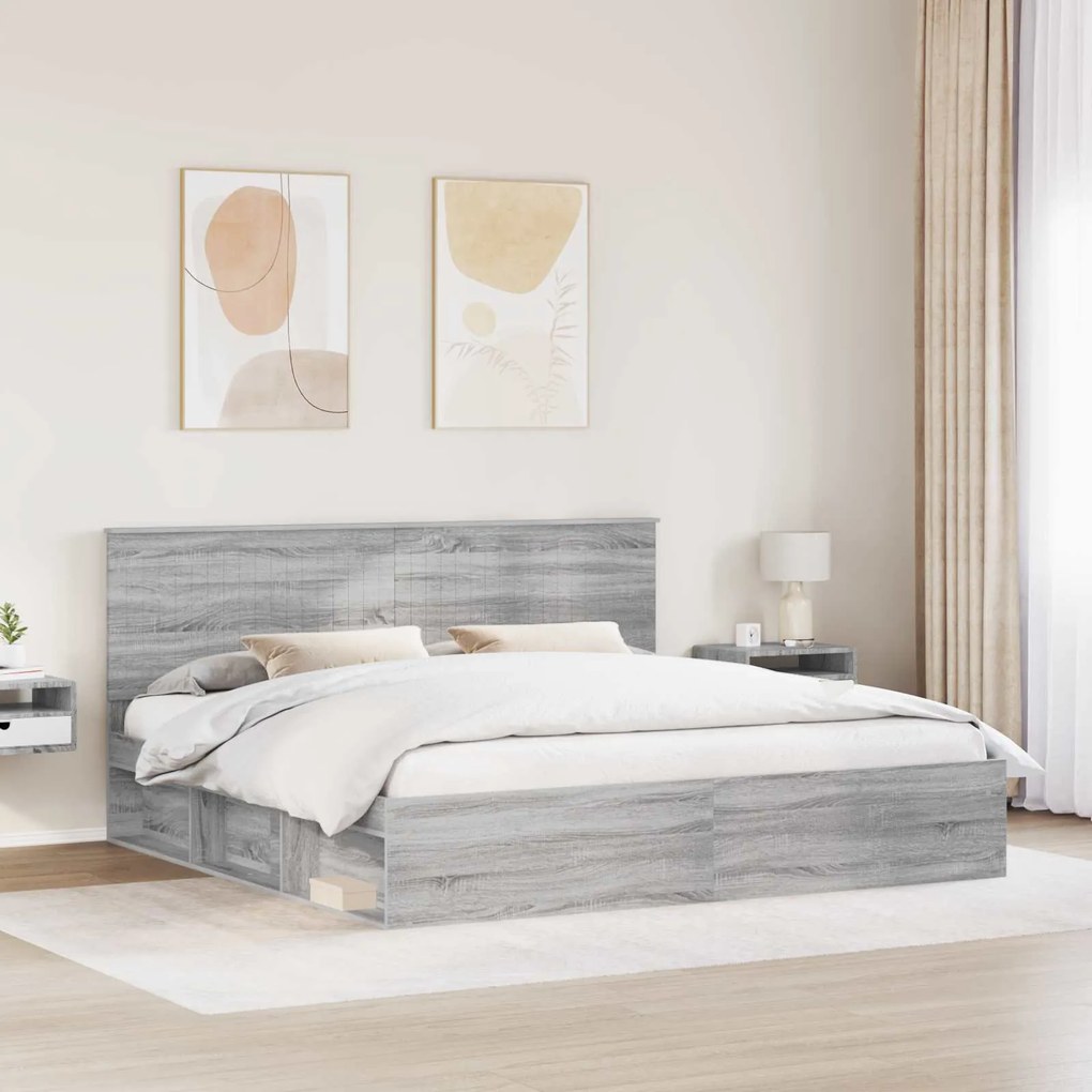 Rám postele Šedá Sonoma 200 x 200 cm Masivní borové dřevo 3410970