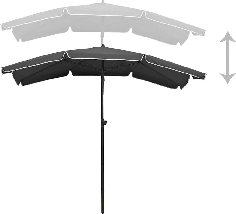 Zahradní slunečník s tyčí 200 x 130 cm antracitový 315553