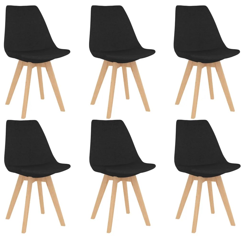 3059379 vidaXL Jídelní židle 6 ks černé textil
