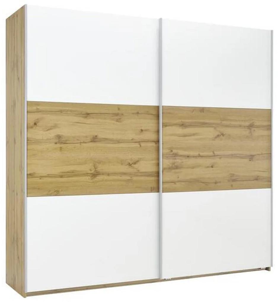 XXXLutz SKŘÍŇ S POS. DVEŘMI.(HOR.VED.), bílá, barvy dubu, 218/210/59 cm Modern Living - Skříně s posuvnými dveřmi