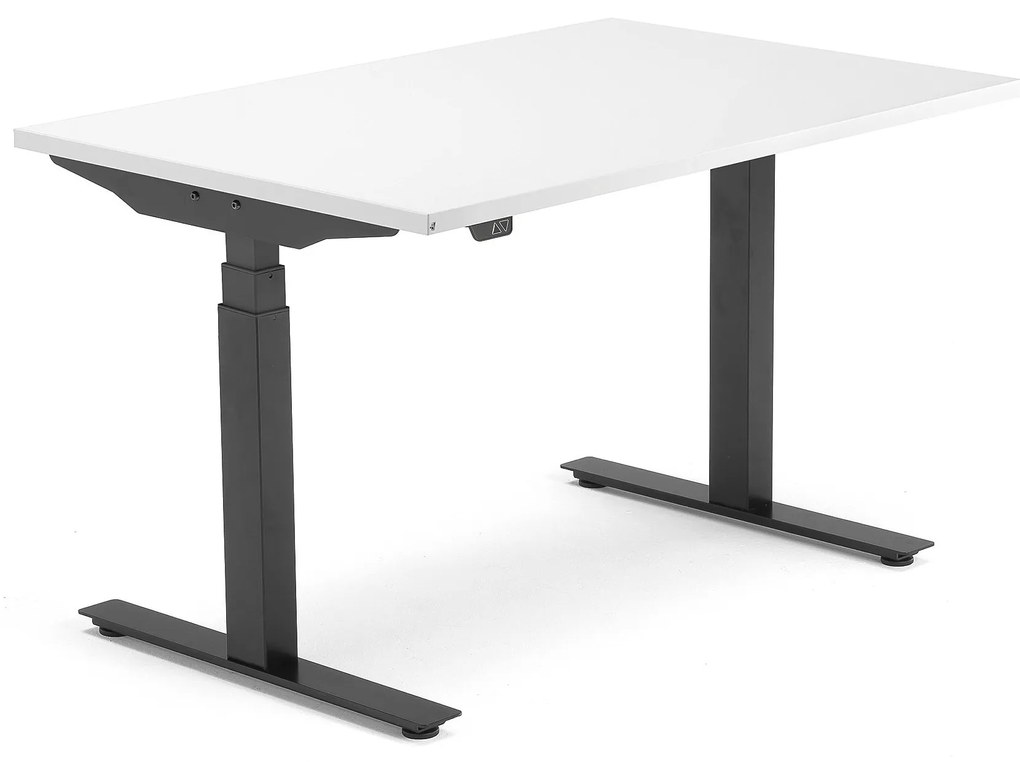 AJ Produkty Výškově nastavitelný stůl MODULUS, 1200x800 mm, černý rám, bílá