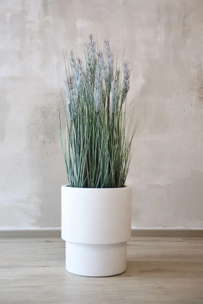 Květináč ESCADA, sklolaminát, výška 40 cm, bílý mat