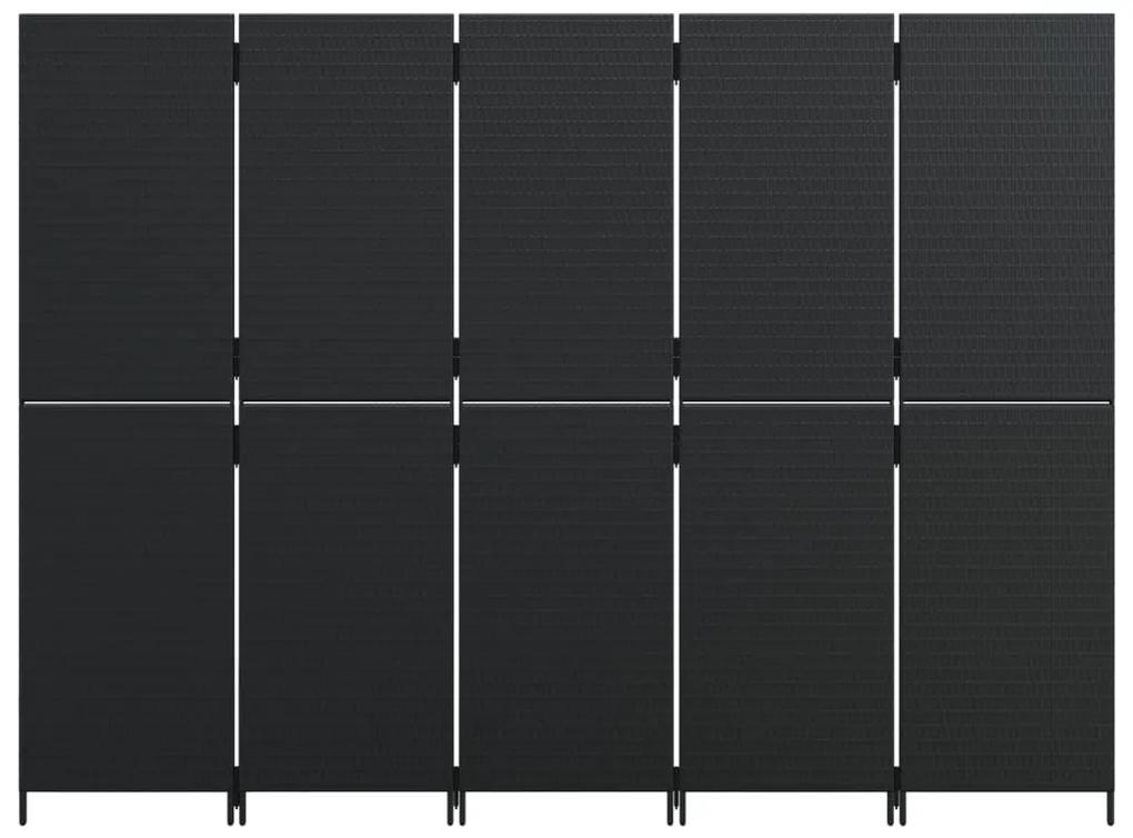 Dělicí stěna 5 panelů černá polyratan,  365348