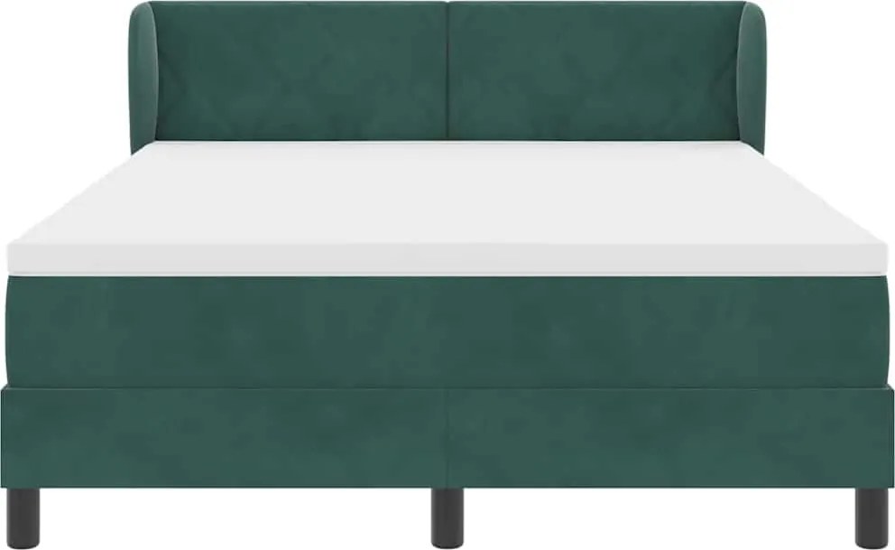 Postel s boxspringem s čelo Tmavě zelená 140 x 190 cm samet 3340439