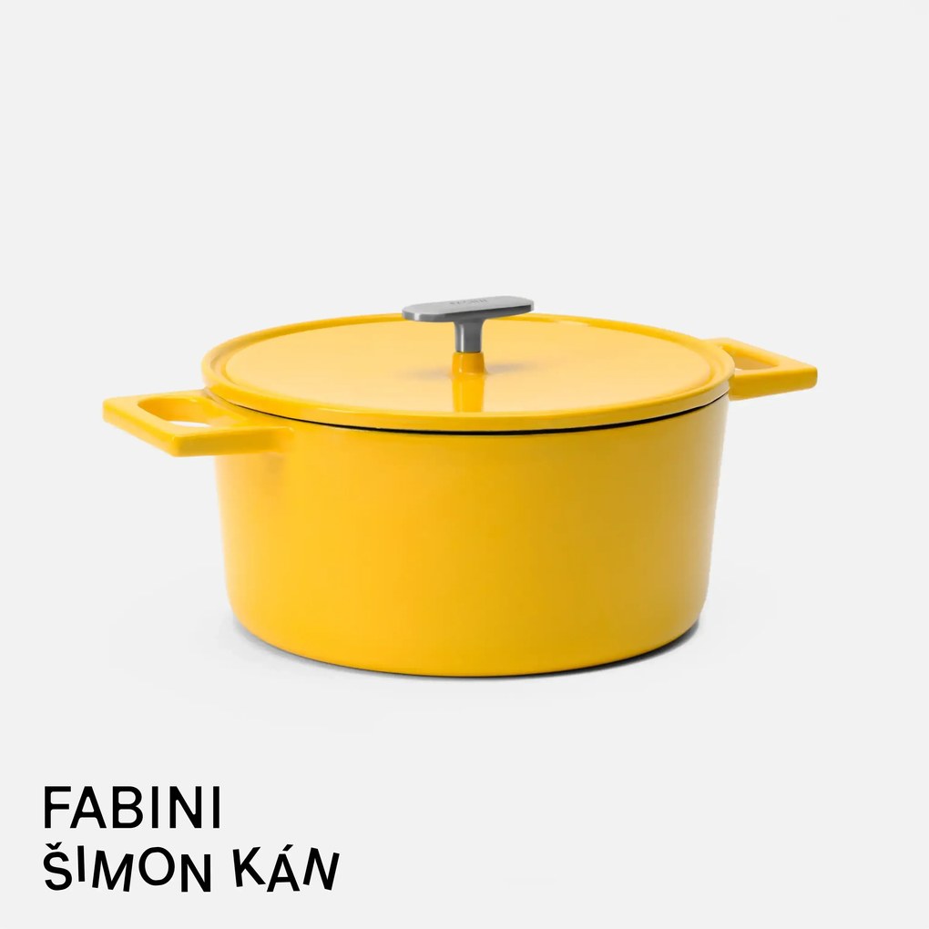 Fabini Kastrol FABINI & Šimon Kán, Ø 26 cm (5,5 l) - Smaltovaný litinový kastrol s poklicí, žlutý