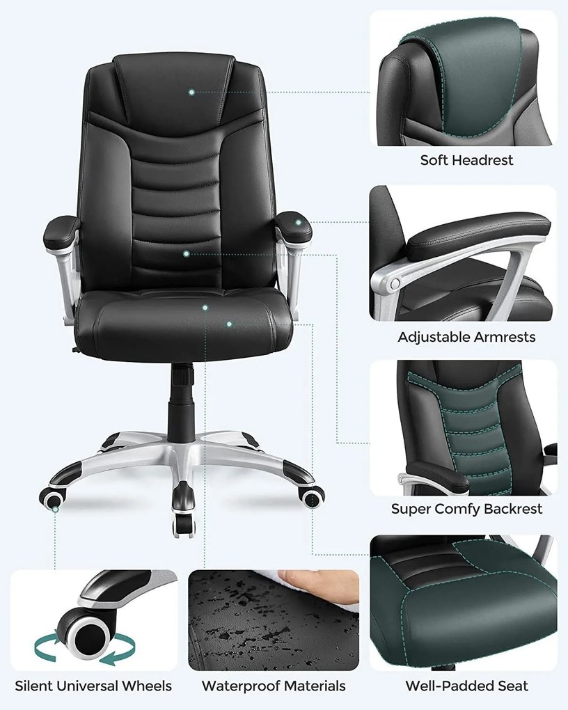 Ergonomická kancelářská židle, výškově nastavitelná otočná židle