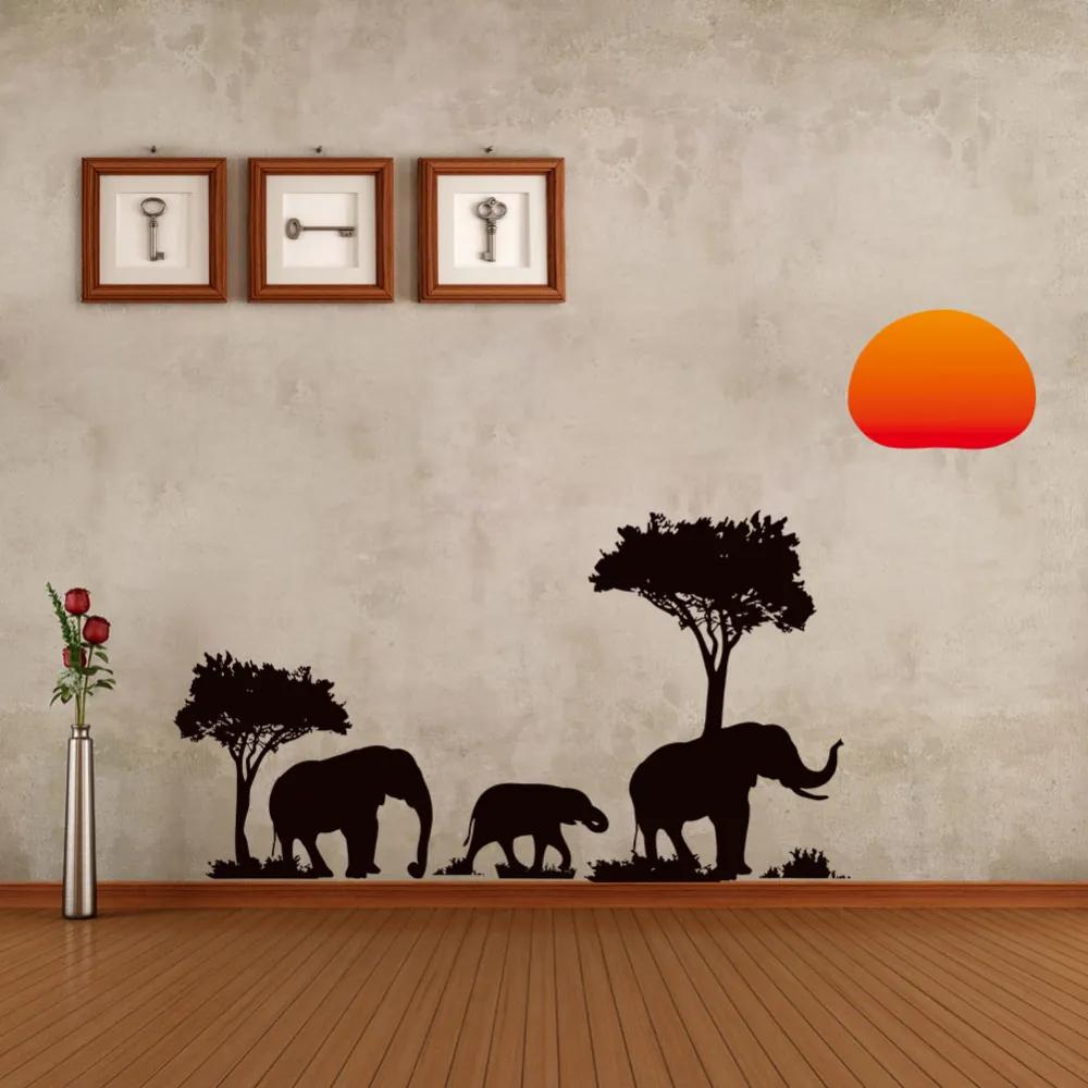 PIPPER | Samolepka na zeď "Africké slony" 37x89 cm