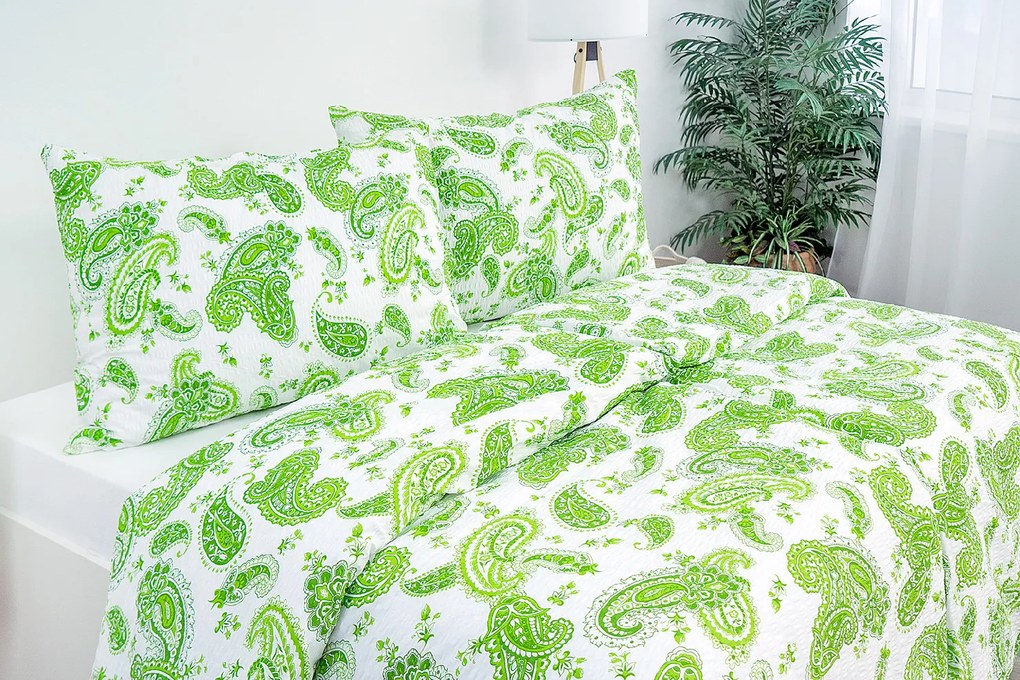 Stanex Ložní povlečení krepové green (LS209) rozměr: 140 x 220 + 90 x 70, Zapínání: Knoflíkové