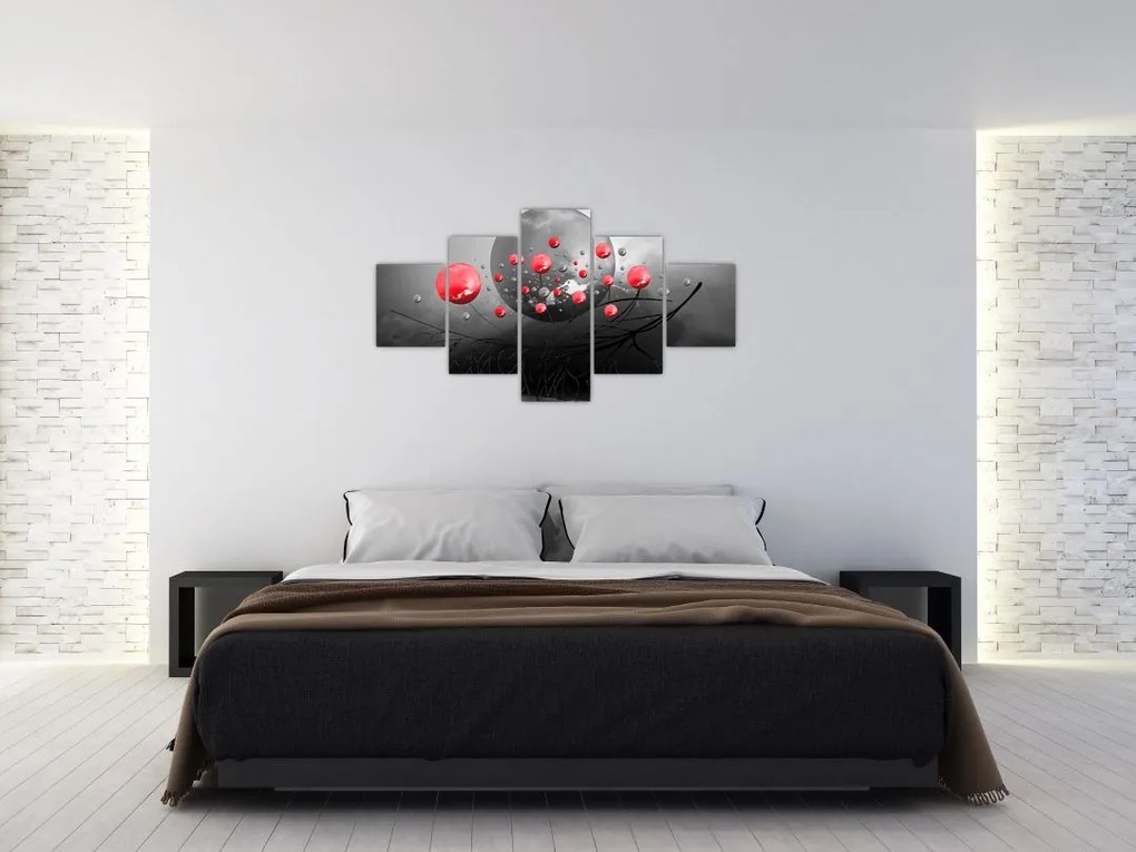 Obraz červených abstraktních koulí (125x70 cm)