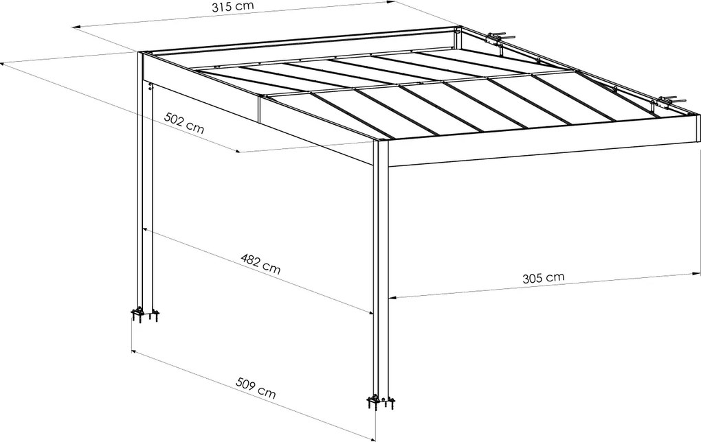 LANIT PLAST, s.r.o. kovový přístřešek / carport TRIGANO JARDIN LIBECCIO WALL LG2464