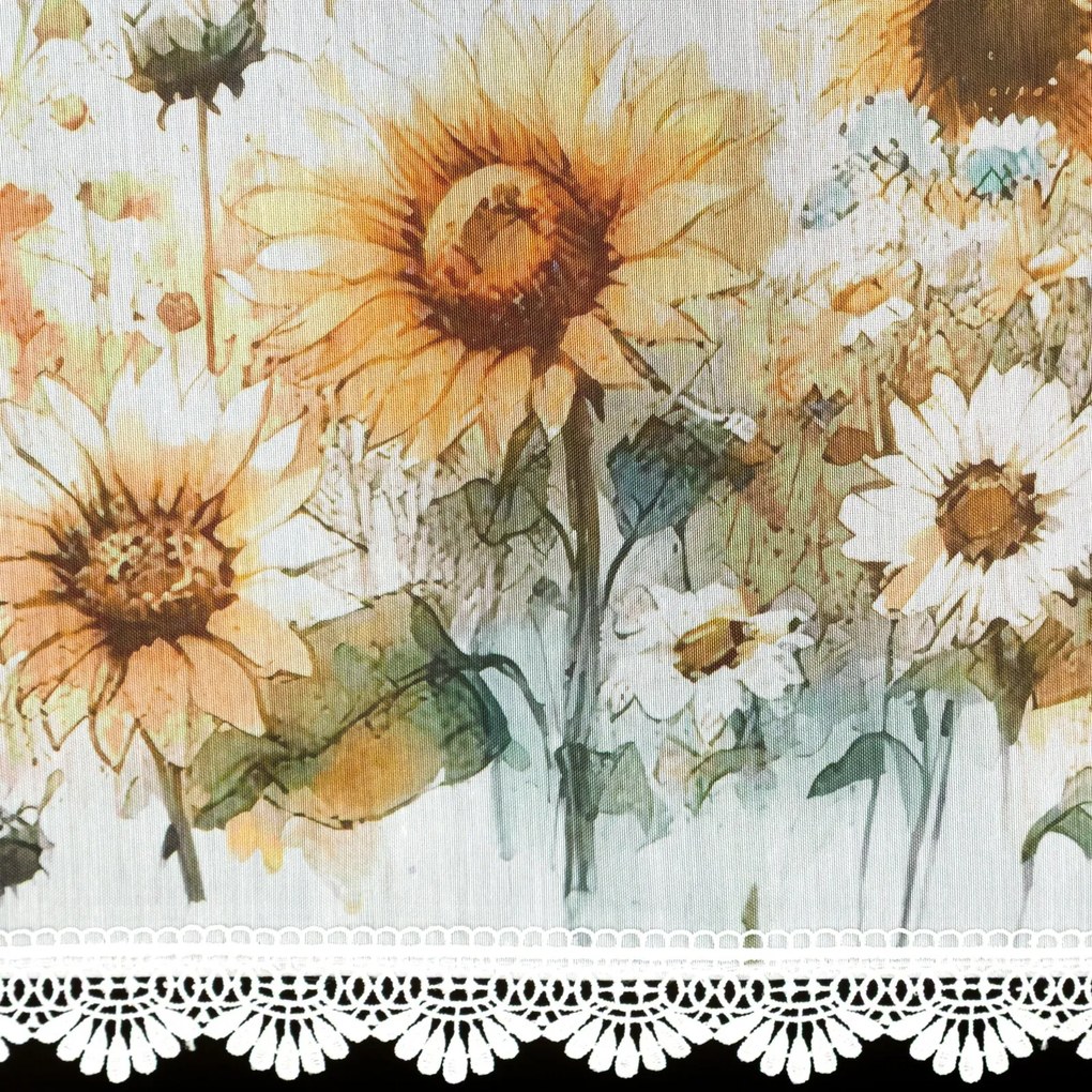 KRÁTKÁ ZÁCLONA NA PÁSCE SUNFLOWER 150X70 CM KVĚTY
