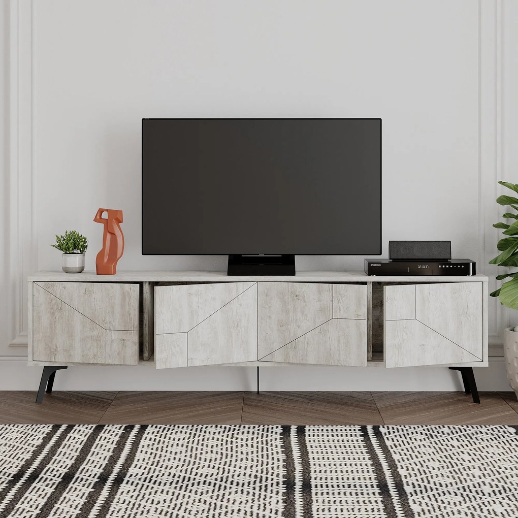 KALUNE DESIGN dřevěný TV stolek DUNE bílý 50x180 cm 855DTE3097