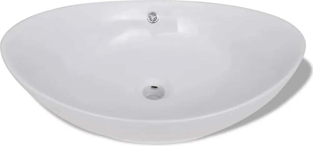 Luxusní keramické oválné umyvadlo s přepadem - 59 x 38,5 cm 140679