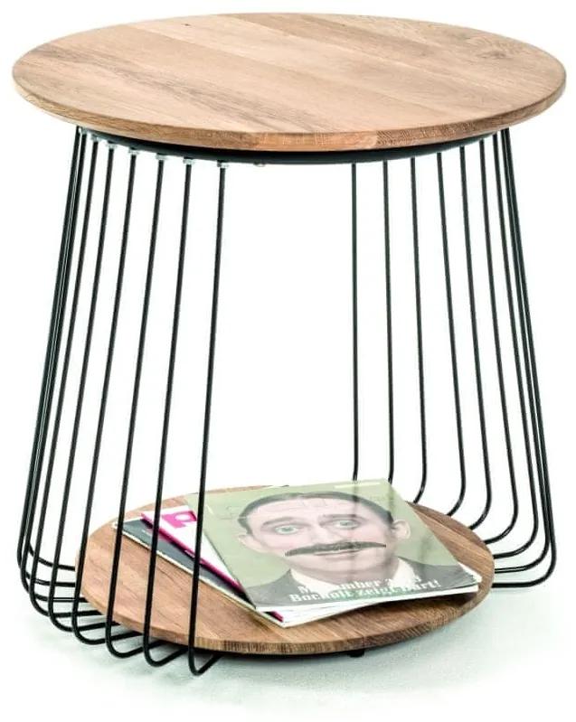 Mørtens furniture Odkládací stolek Greny, 52 cm, černá / dub
