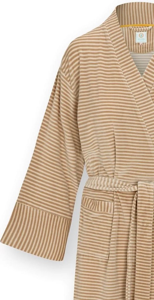 Pip Studio Naomi Kimono Velvet Little Sumo Stripe, pískové (Bavlněné sametové kimono)