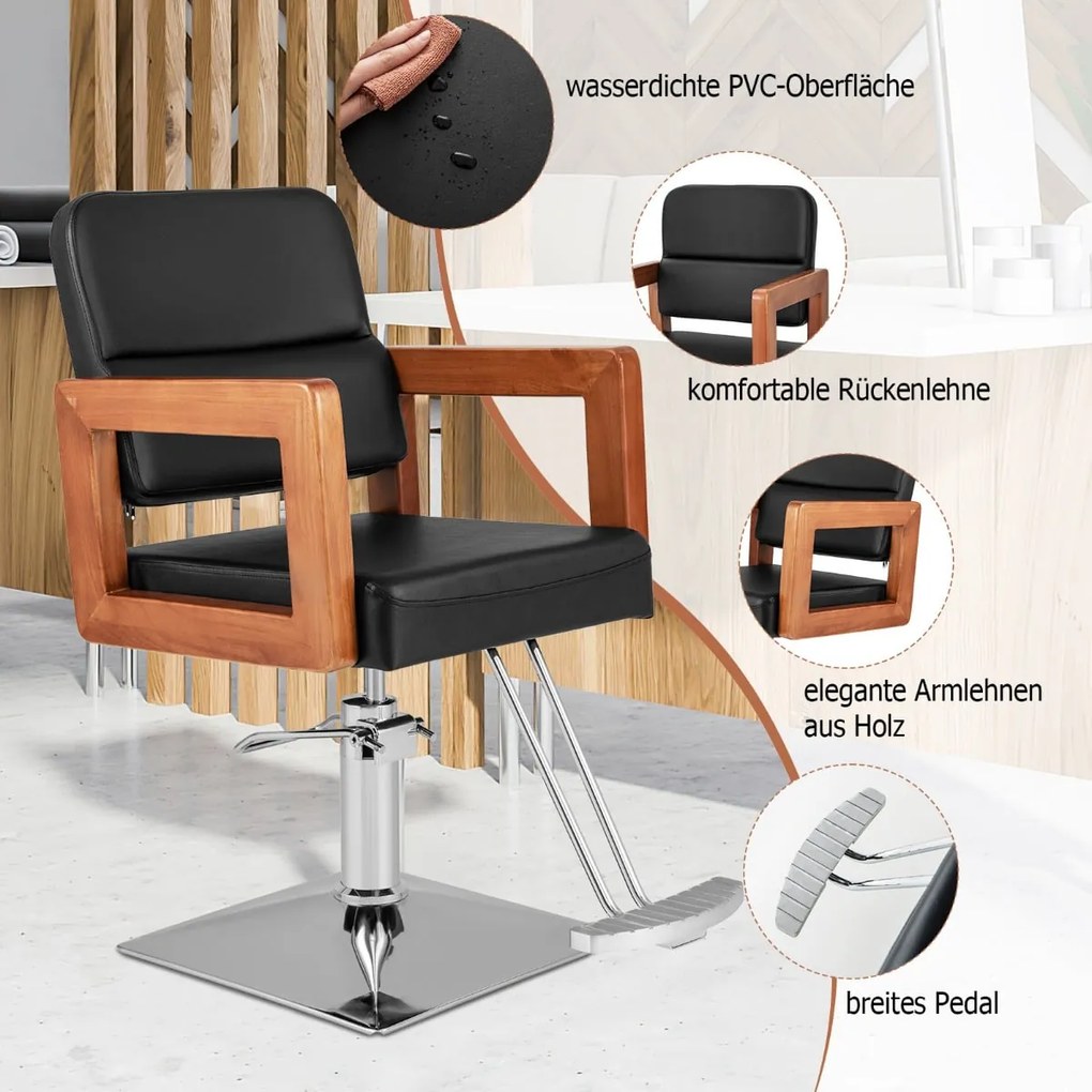 Costway Hydraulic Barber Chair Salon Křeslo pro kadeřníka s otáčením o 360