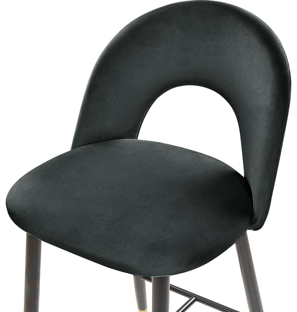 Sada 2 sametových černých barových židlí FALTON Beliani