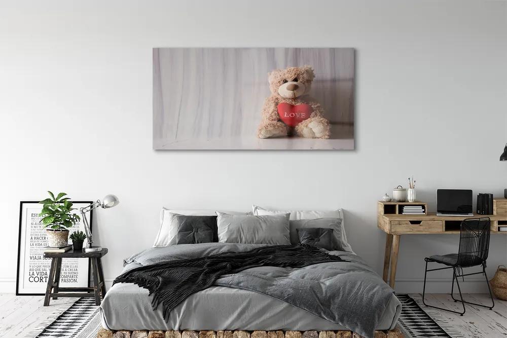 akrylový obraz srdce medvídek 140x70 cm