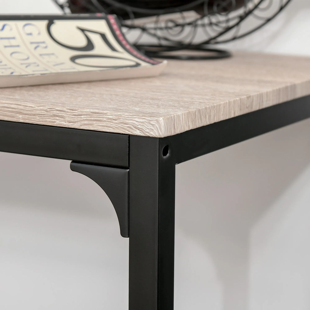 HOMCOM Barový stůl se 2 židlemi 3-dílná stolová sestava barová židle MDF v přírodní a černé barvě 89x45x87cm do kuchyně a jídelny | Aosom.de