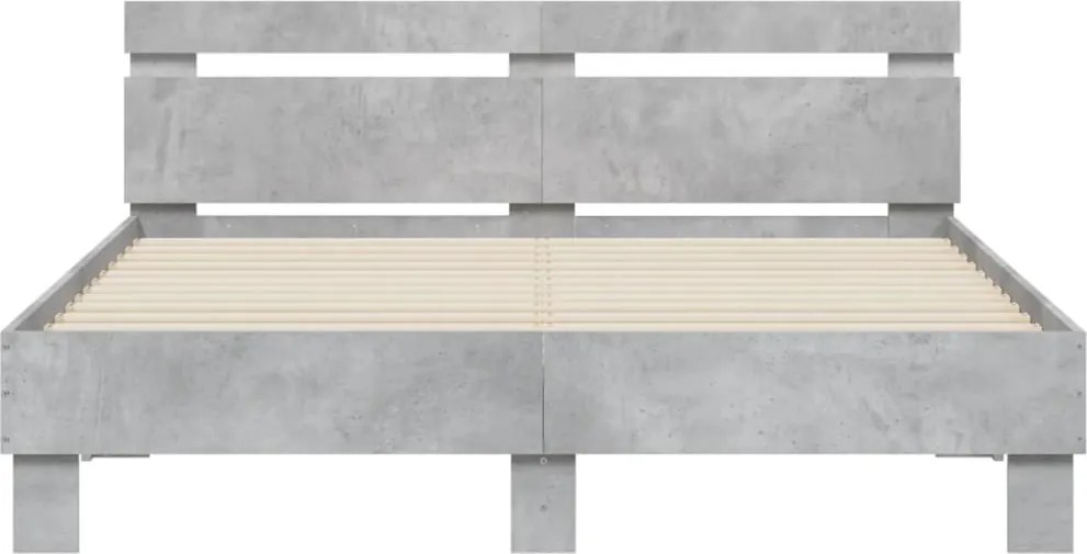 Rám postele s čelem a LED osvětlením betonově šedý 140 x 190 cm 3207563