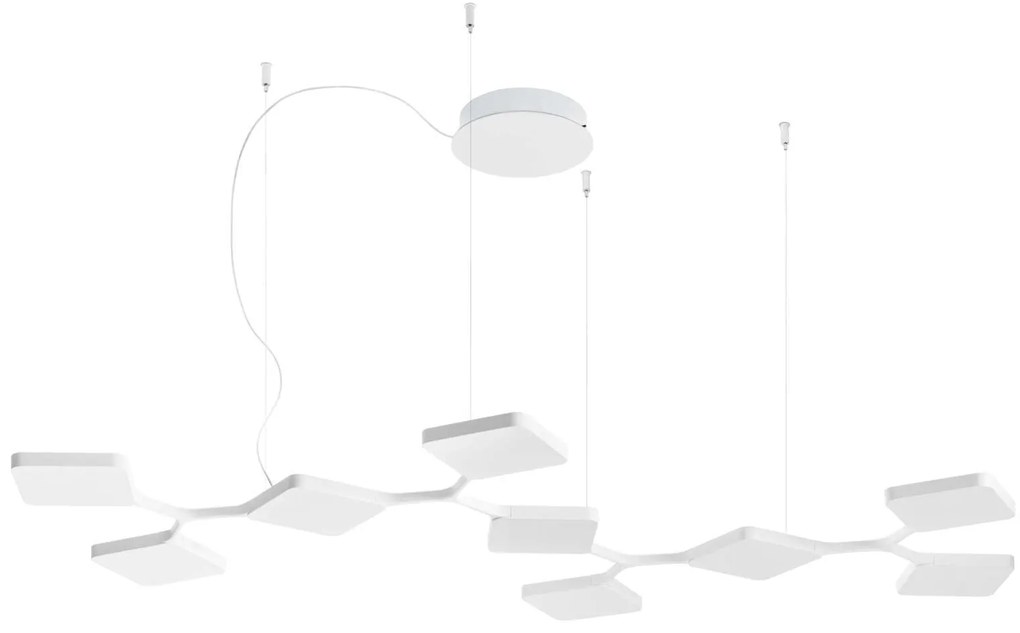 Stilnovo 8110 Quad_P9, bílé závěsné svítidlo pro nepřímé osvětlení, 91W LED 3000K stmívatelné, 149x76cm