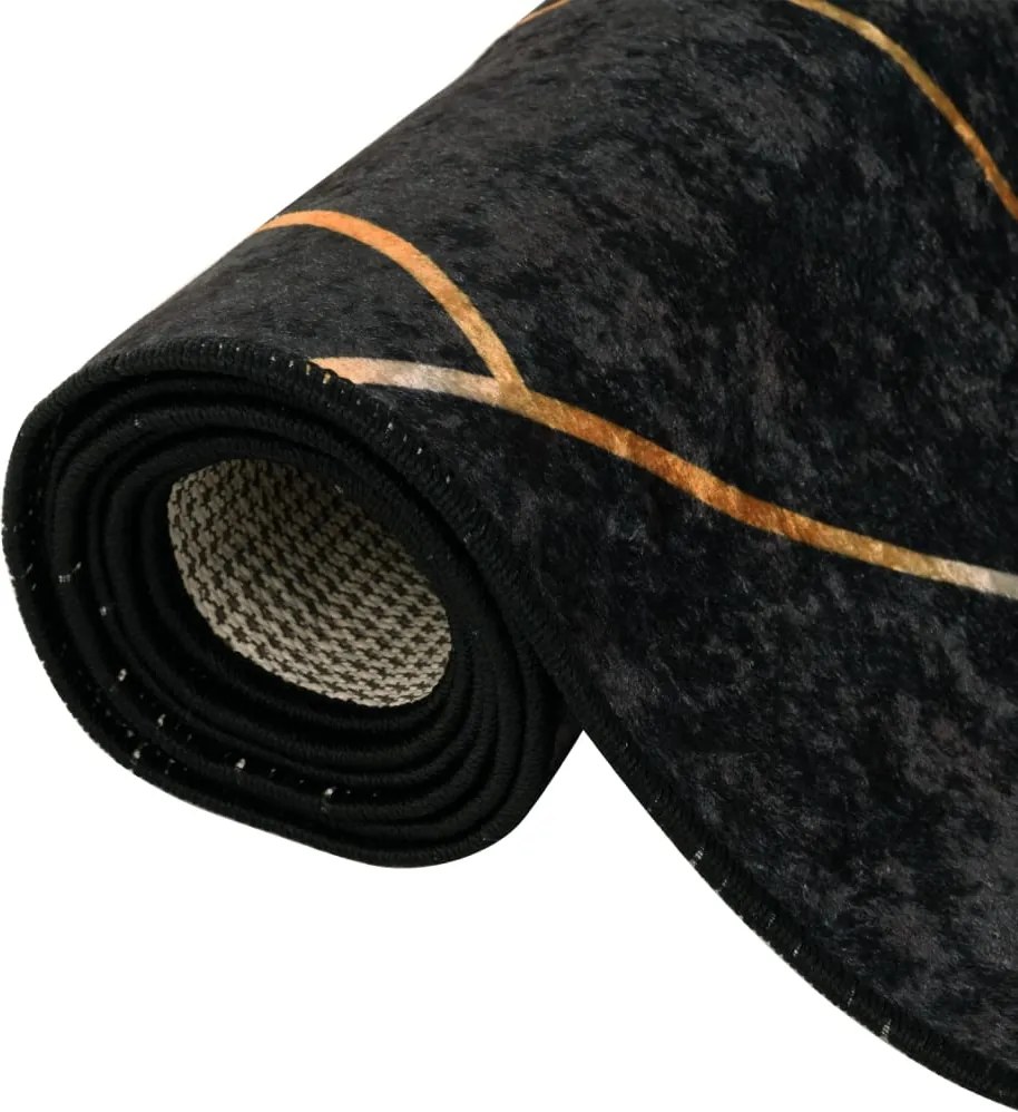 Koberec pratelný černý a zlatý 160 x 230 cm protiskluzový 136618