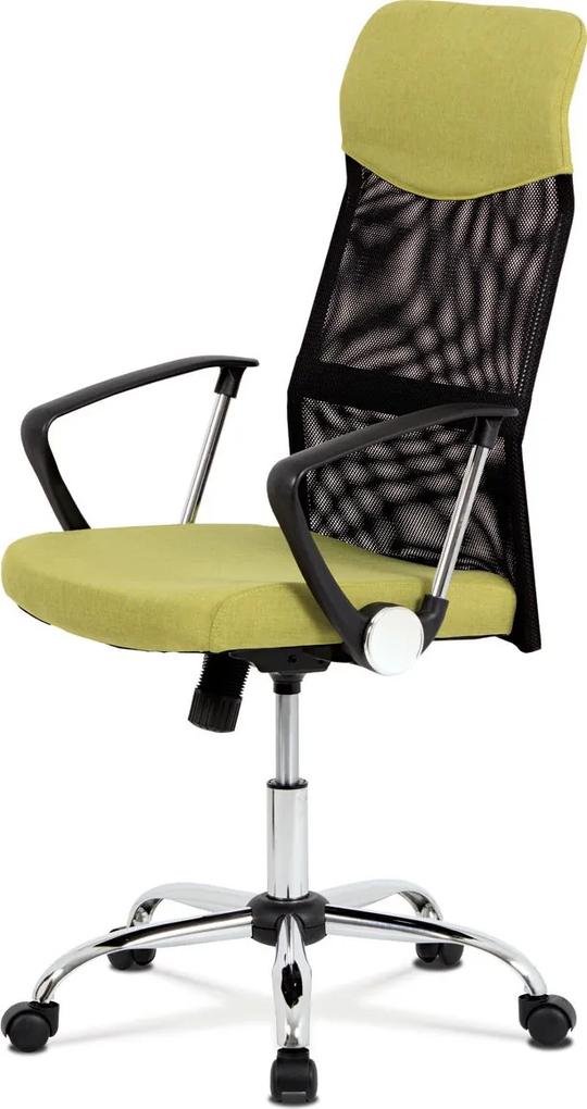 Autronic Kancelářská židle, houpací mech., zelená látka + černá MESH, kovový kříž KA-E301 GRN